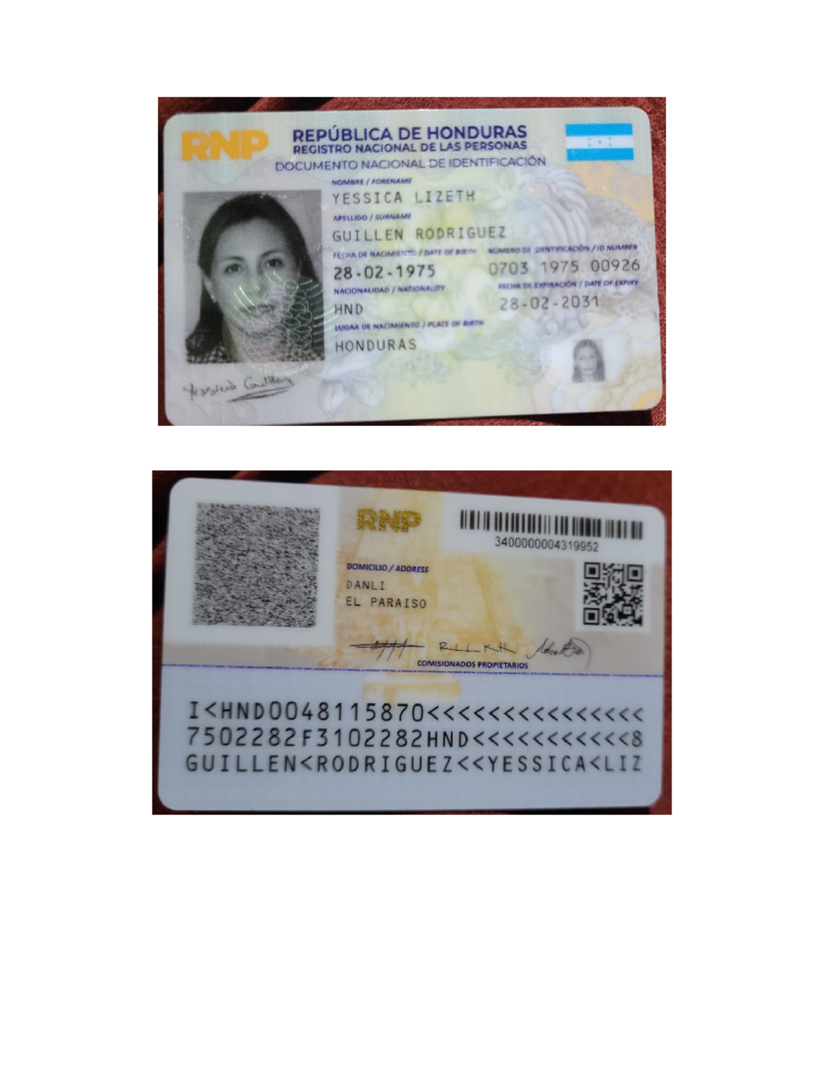 Identidad - nafsa - Inglés II - RNP REPUBLICA DE HONDURAS REGISTRO ...