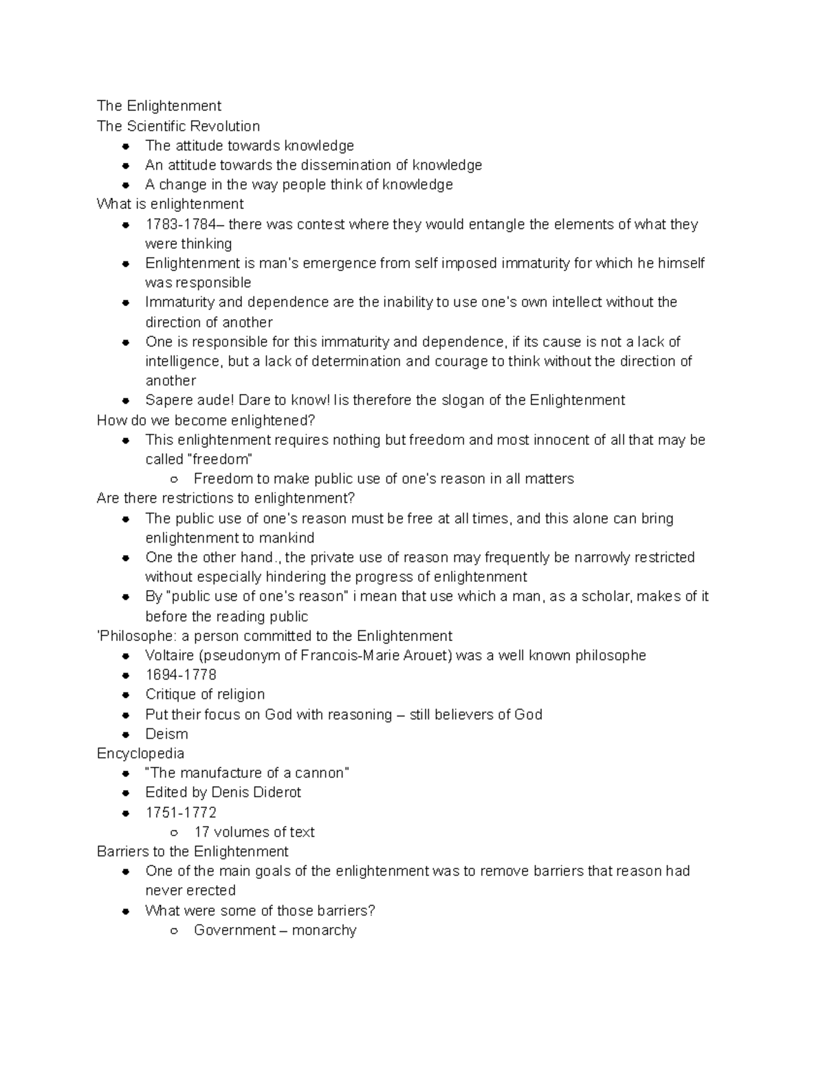 History - Notes from Professor Peturrson on Enlightenment - The ...