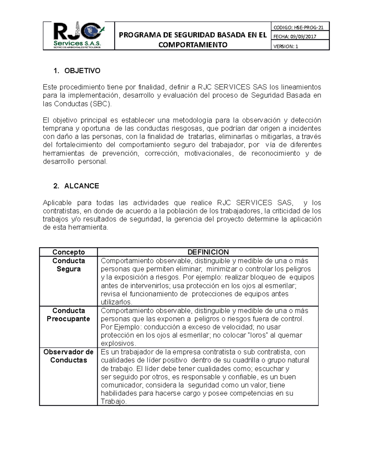 HSE-PROG-21 Programa de Seguridad Basado en el comportamiento ...