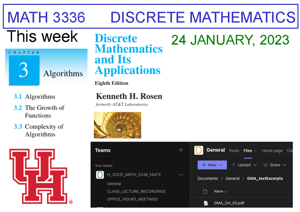 MATH 3336B 2023-01-24 Lecture 03 - MATH 3336 DISCRETE MATHEMATICS 24 JANUARY, 2023 ####### This ...