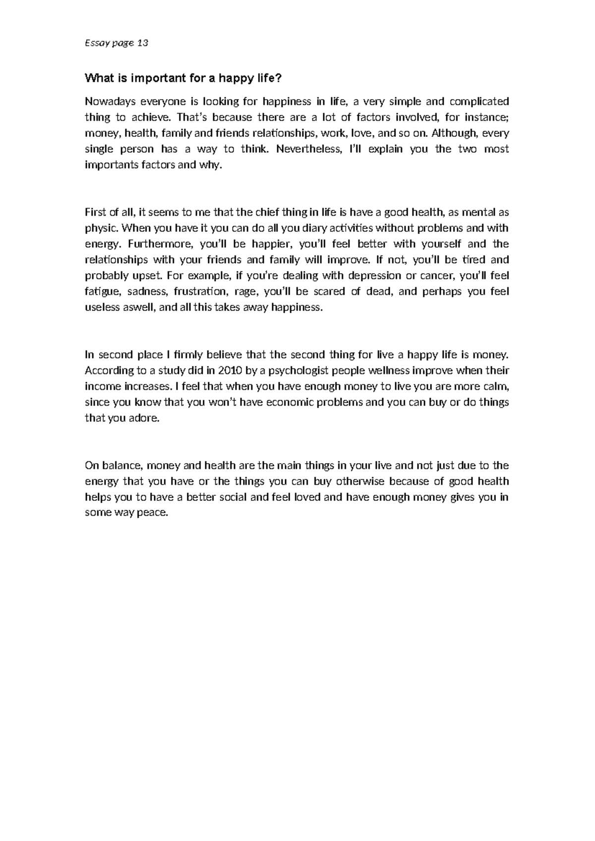 What is important for a happy life essay - Essay page 13 What is ...