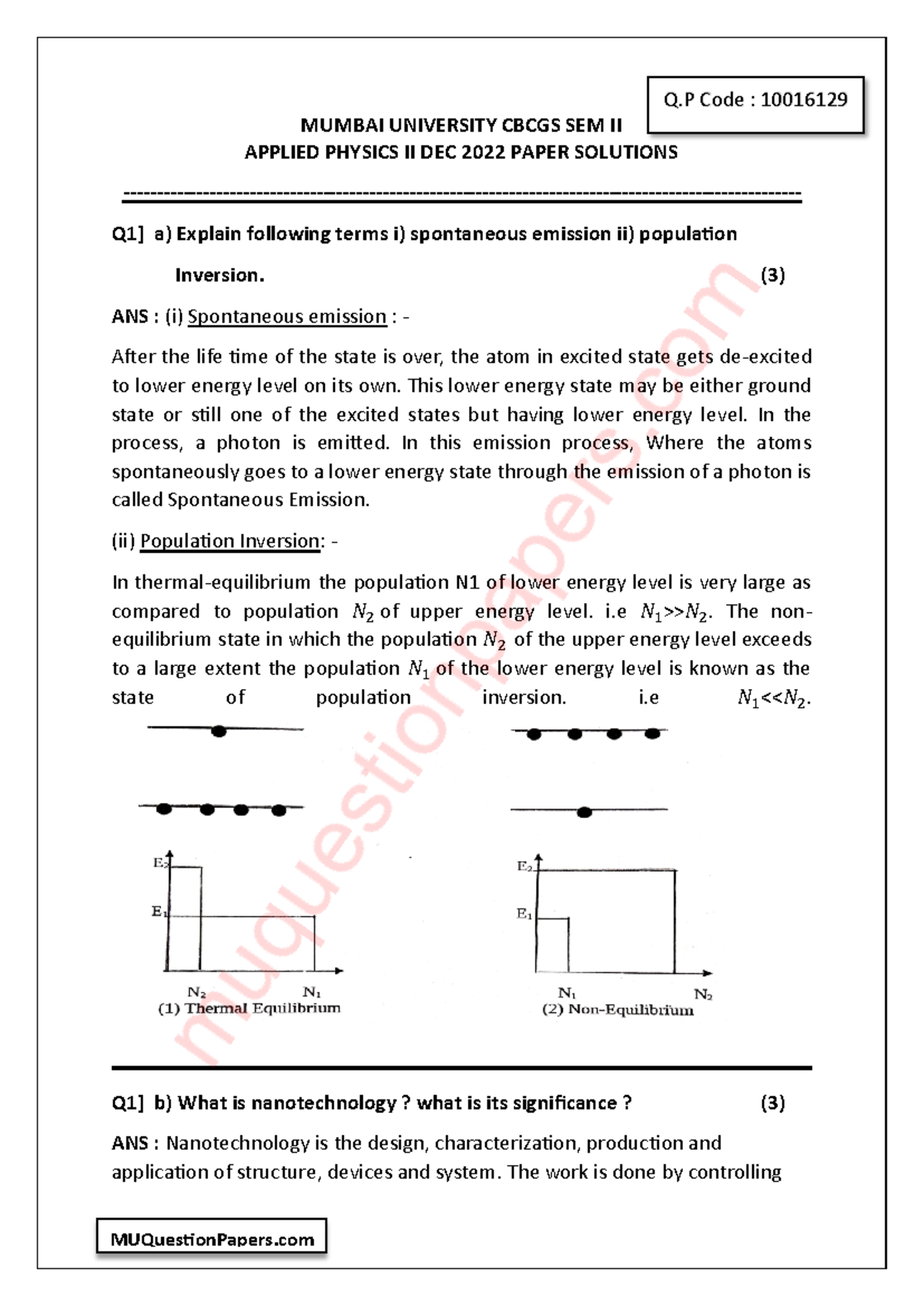 engineering physics 1 question paper 2022-23 - MUMBAI UNIVERSITY CBCGS SEM II APPLIED PHYSICS II ...