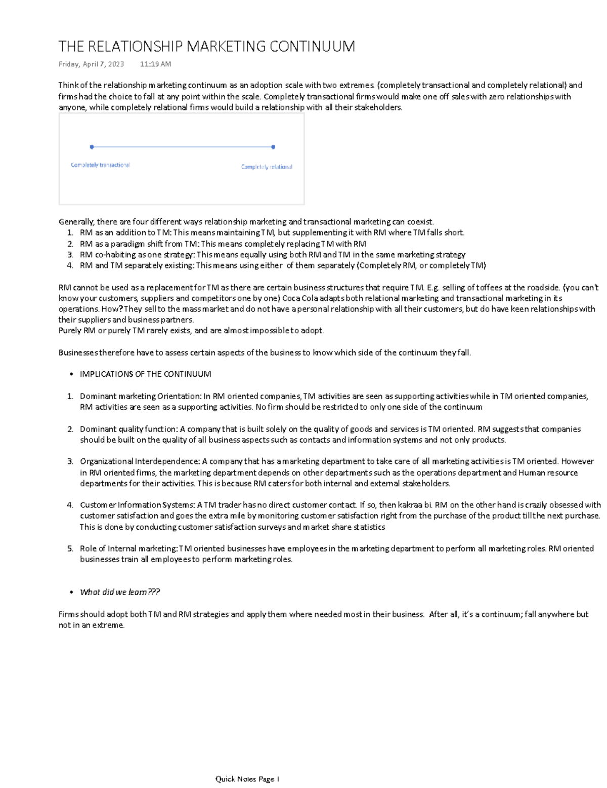 THE Relationship Marketing Continuum - Think of the relationship ...