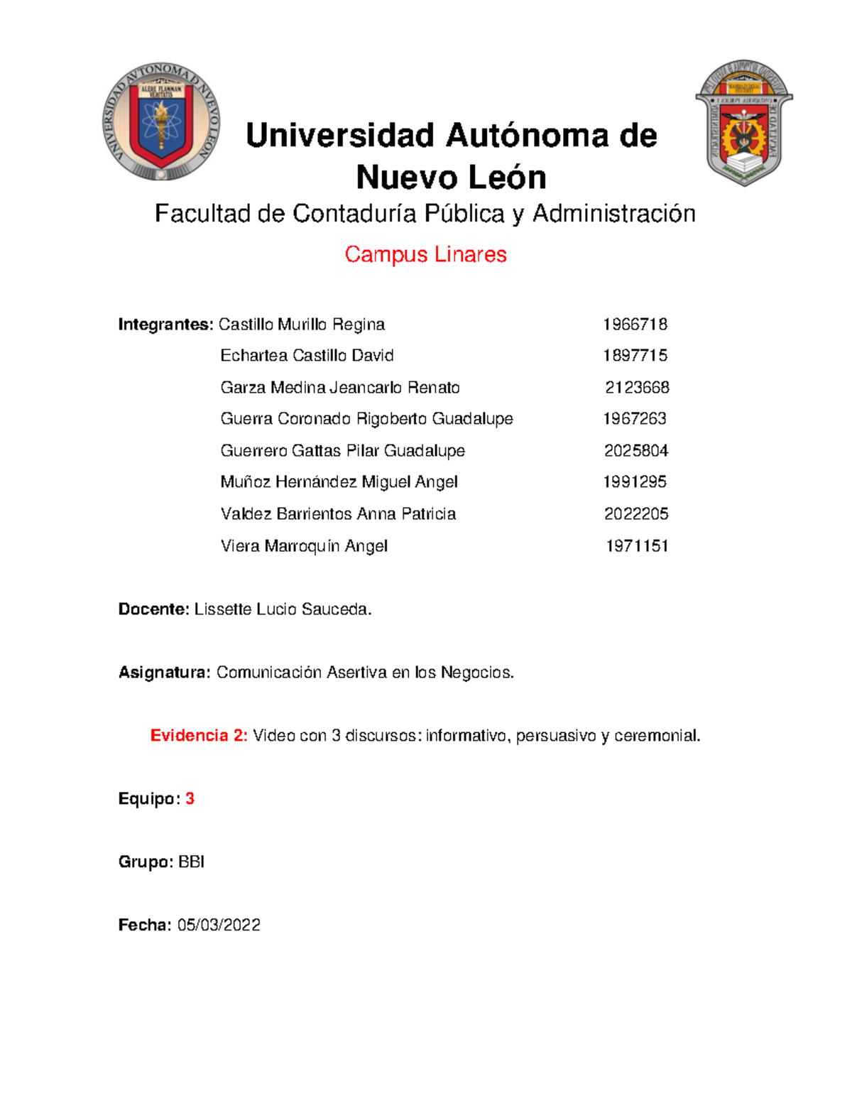 Ev2 CASN Equipo 4 - evidencia 2 - Universidad Autónoma de Nuevo León Facultad de Contaduría ...