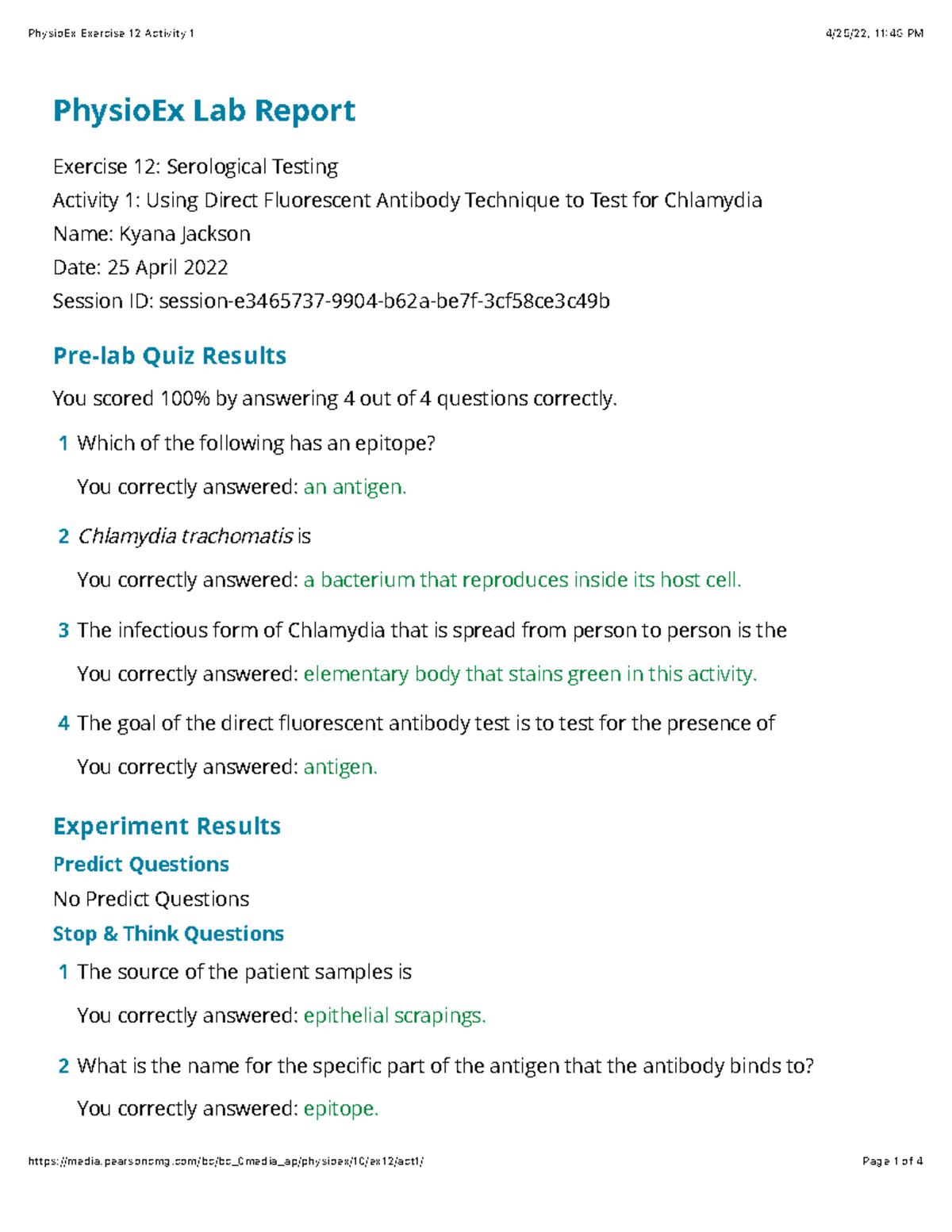 Physio Ex Exercise 12 Activity 1 - PhysioEx Lab Report Exercise 12 ...
