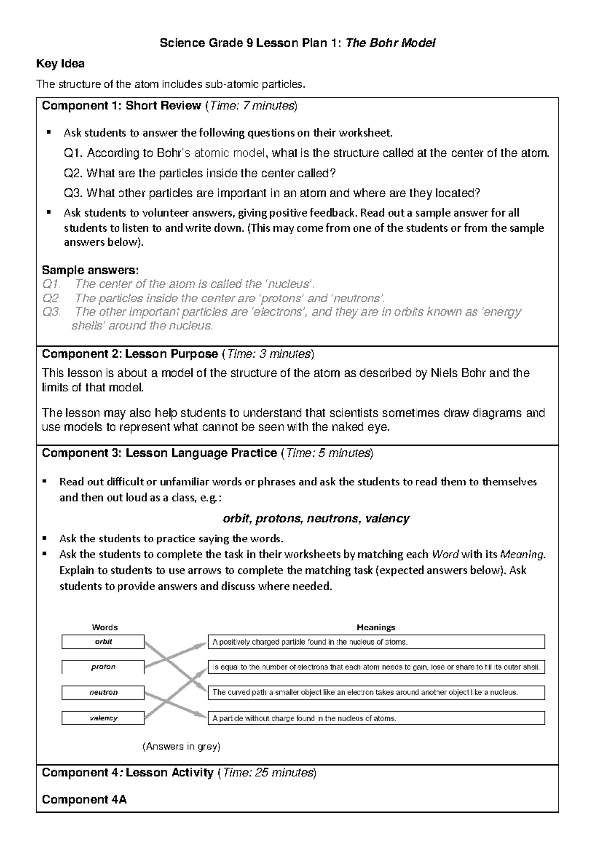Science Grade 9 Lesson Plan 1 - Science Grade 9 Lesson Plan 1 : The ...