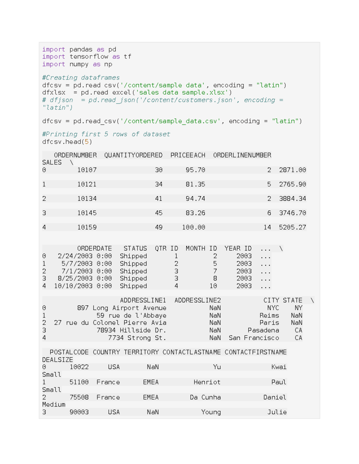 DMV 1st practical code - NA NA - import pandas as pd import tensorflow as tf - Studocu