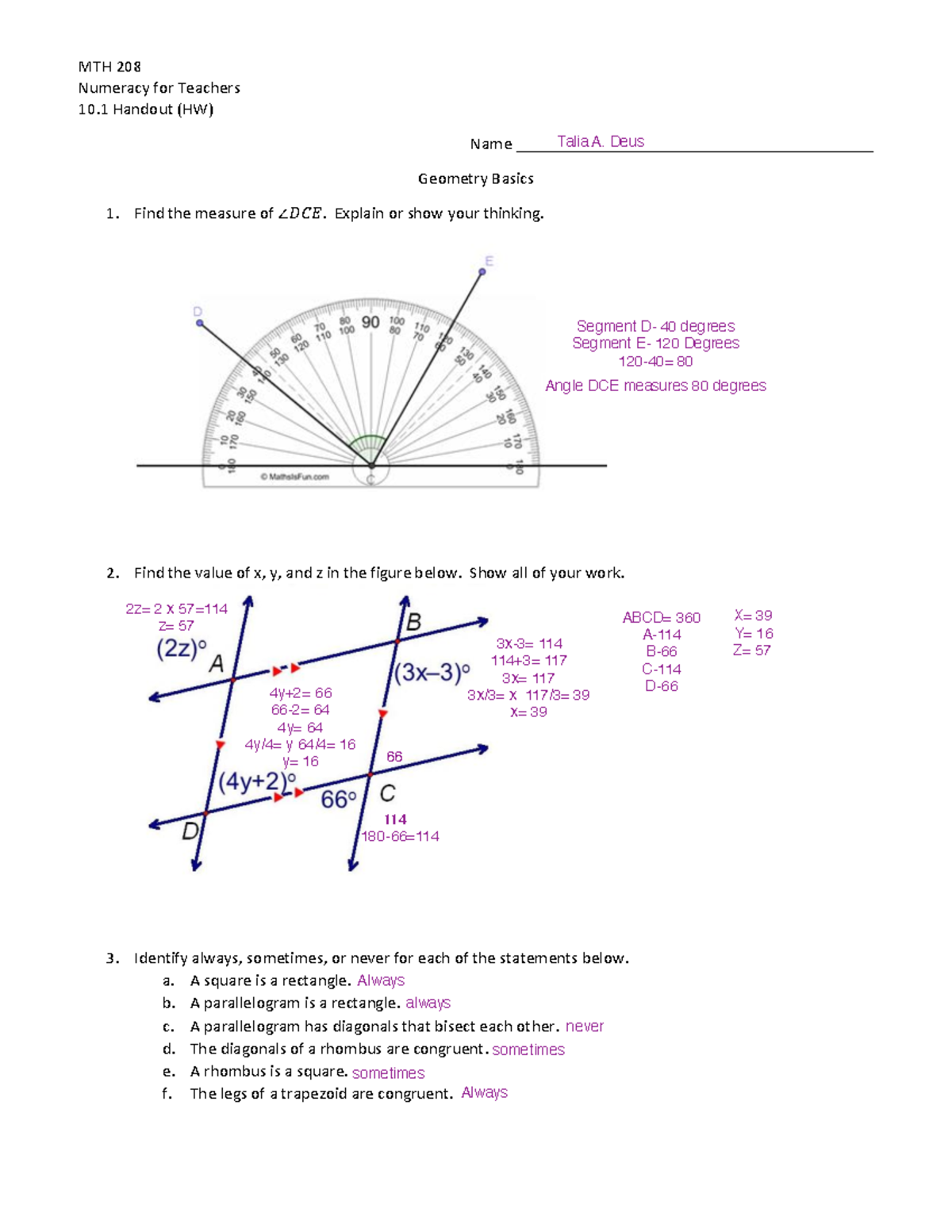 Angles of Measure Unit- Lesson Plan Assignment - MTH 208 Numeracy for ...
