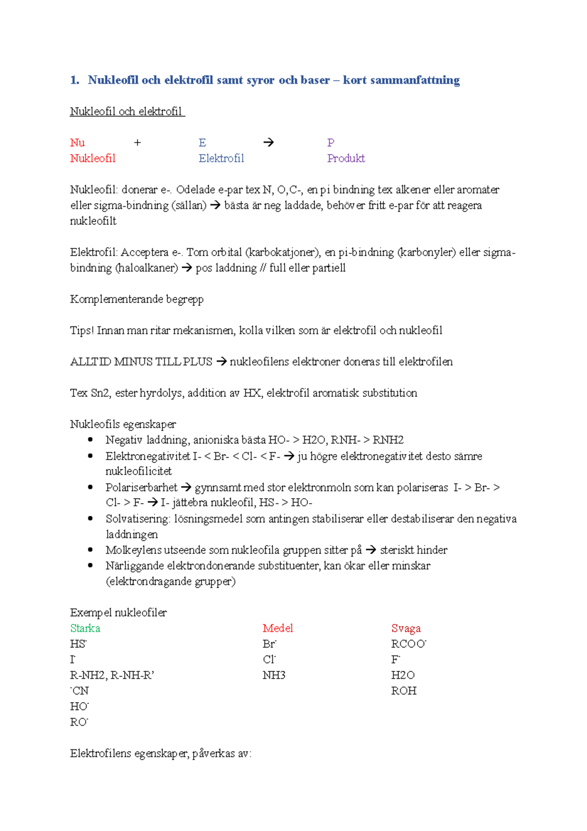 Nukleofil och elektrofil samt syror och baser - 3FK036 - Uppsala ...