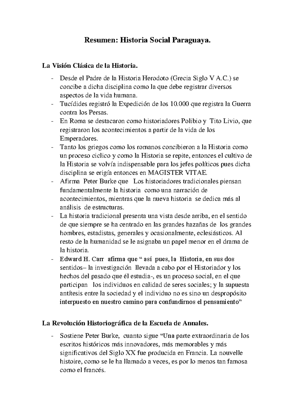 Historial social paraguaya . primer parcial - Resumen: Historia Social ...