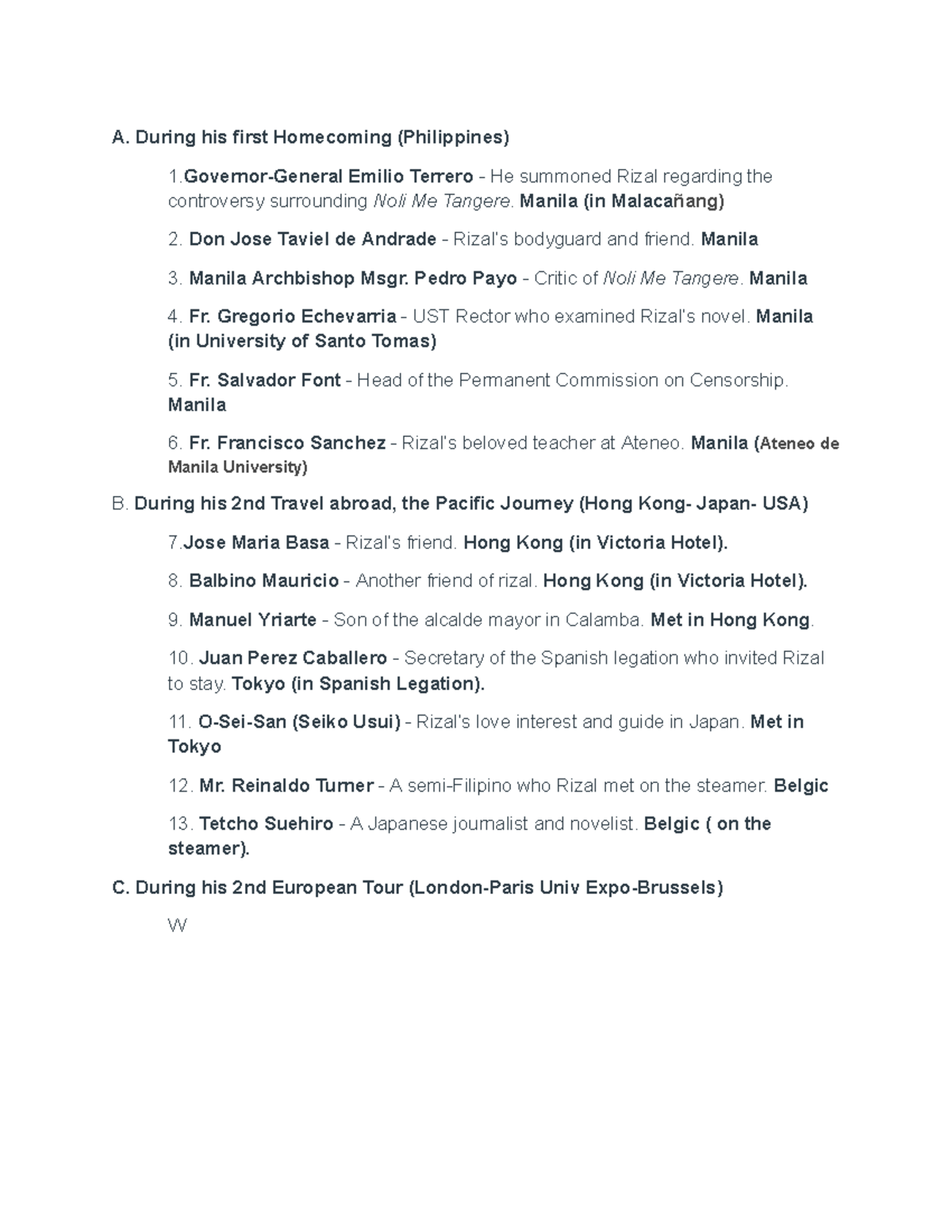 Ass rizal - asdasda - A. During his first Homecoming (Philippines) 1 ...