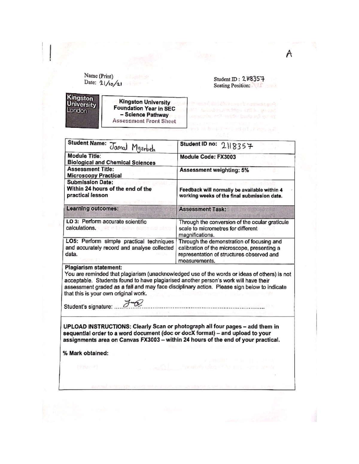 Microscopy practical - fet - Studocu