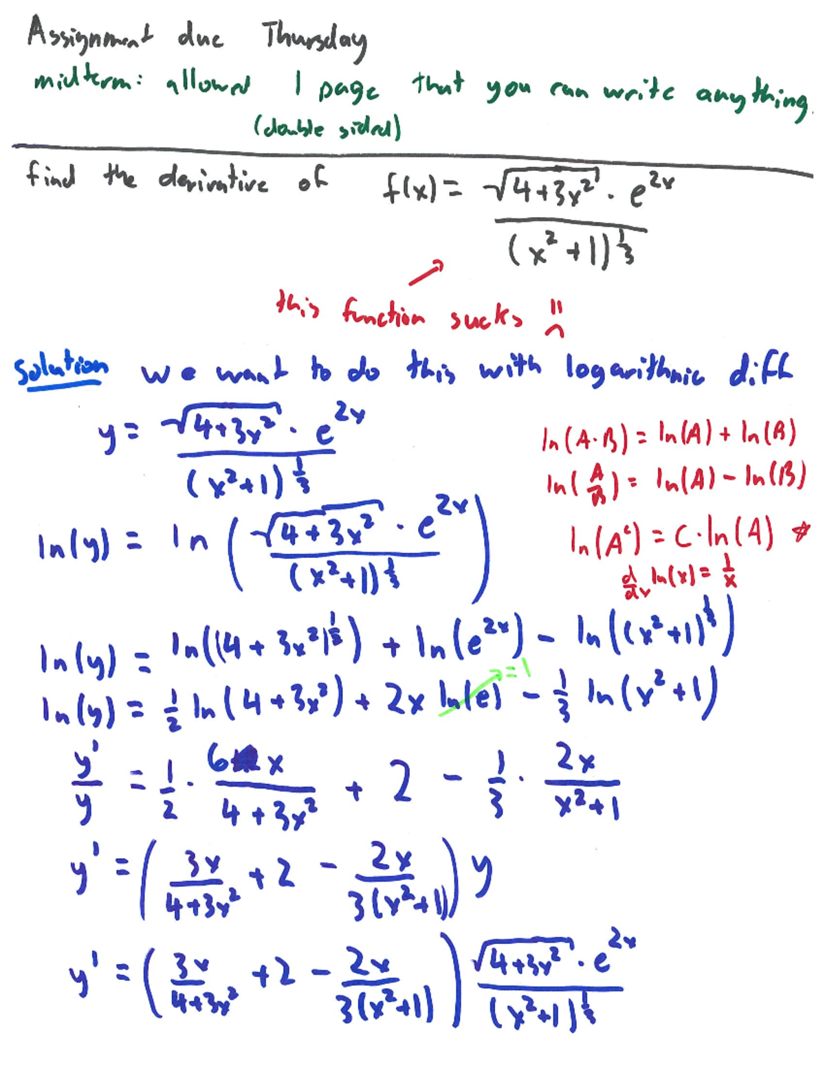 10 24 logdiff firstderiv - Math 154 - Studocu
