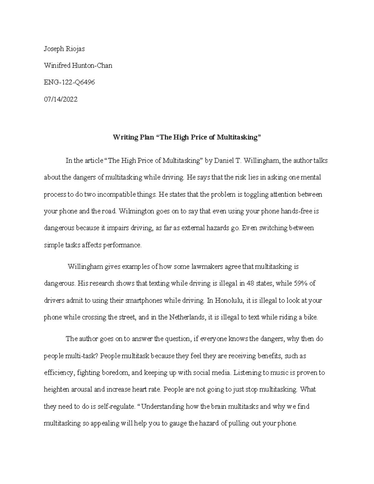 Eng - writing plan - Joseph Riojas Winifred Hunton-Chan ENG-122-Q 07/14 ...