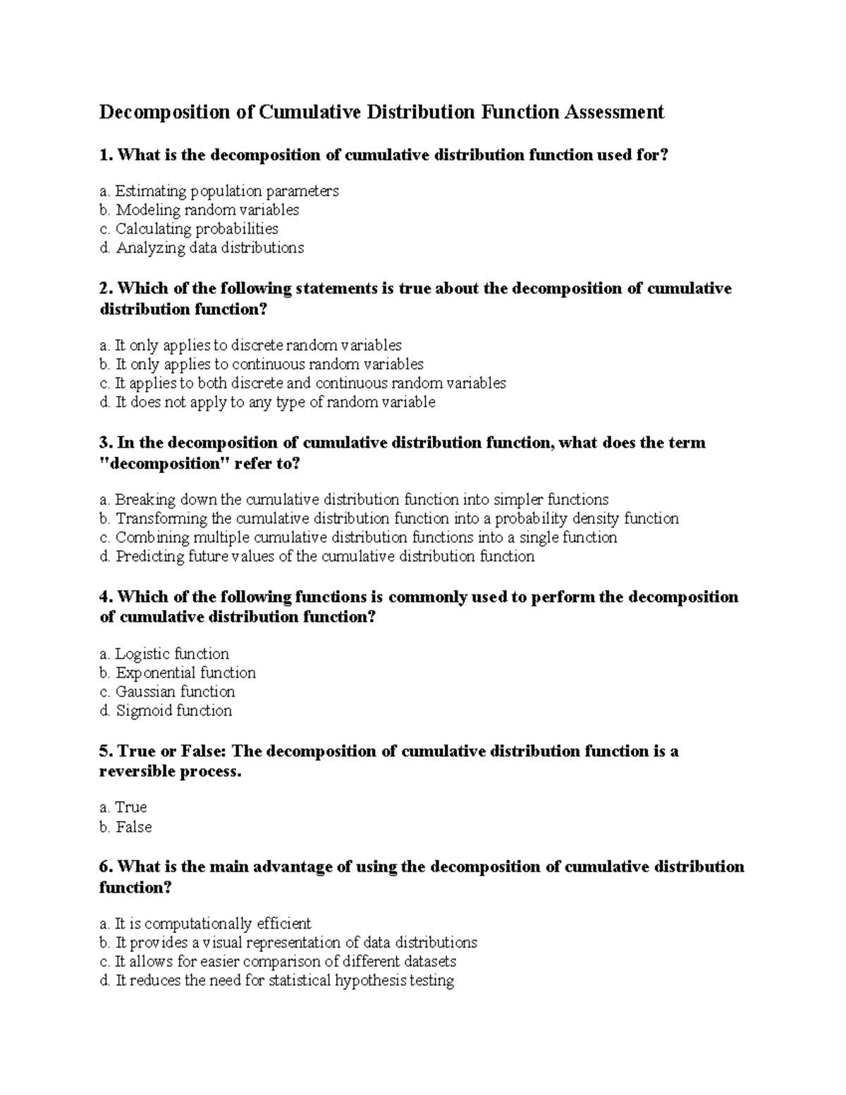 CDF Decoposite - assignment - Decomposition of Cumulative Distribution Function Assessment 1 ...