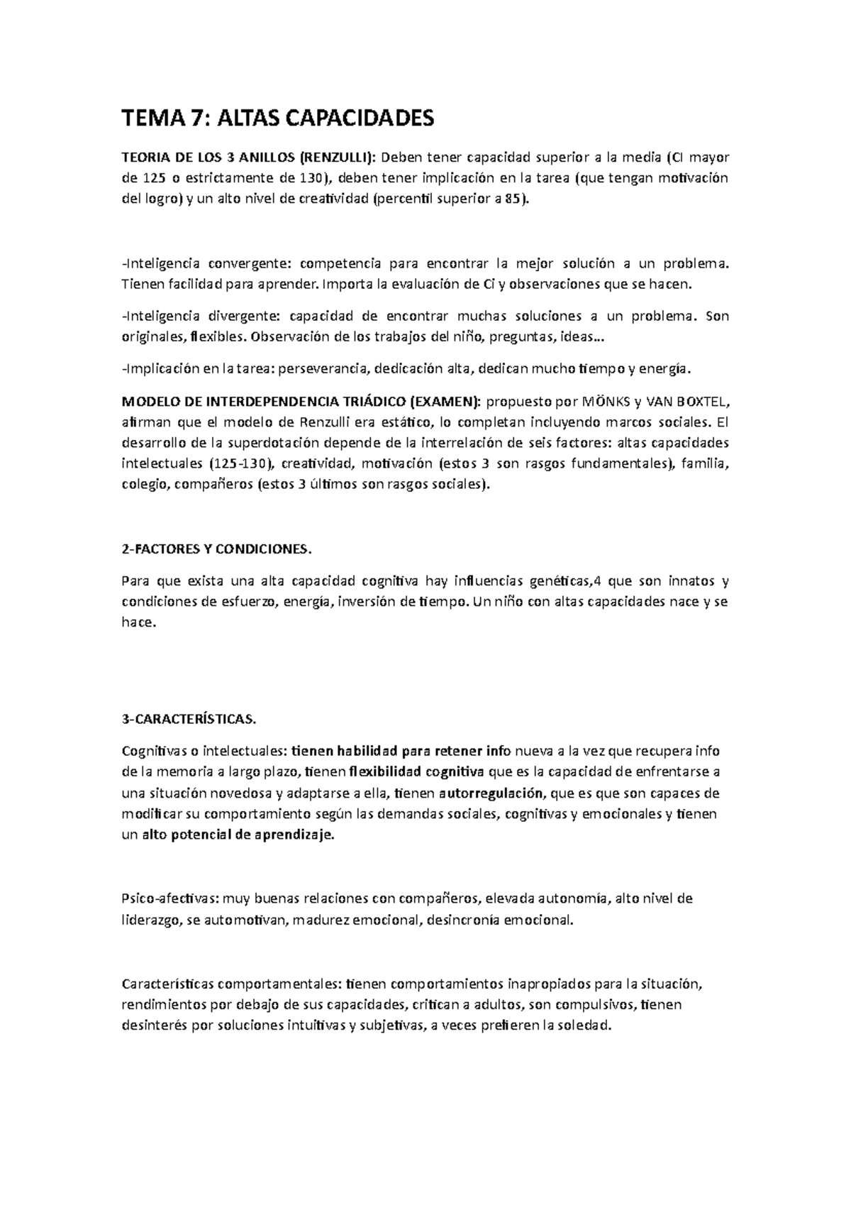Resumenbasestema 7 - apntes - TEMA 7: ALTAS CAPACIDADES TEORIA DE LOS 3 ...