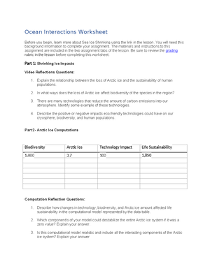Ocean interactions worksheet - Ocean Interactions Worksheet Before you ...