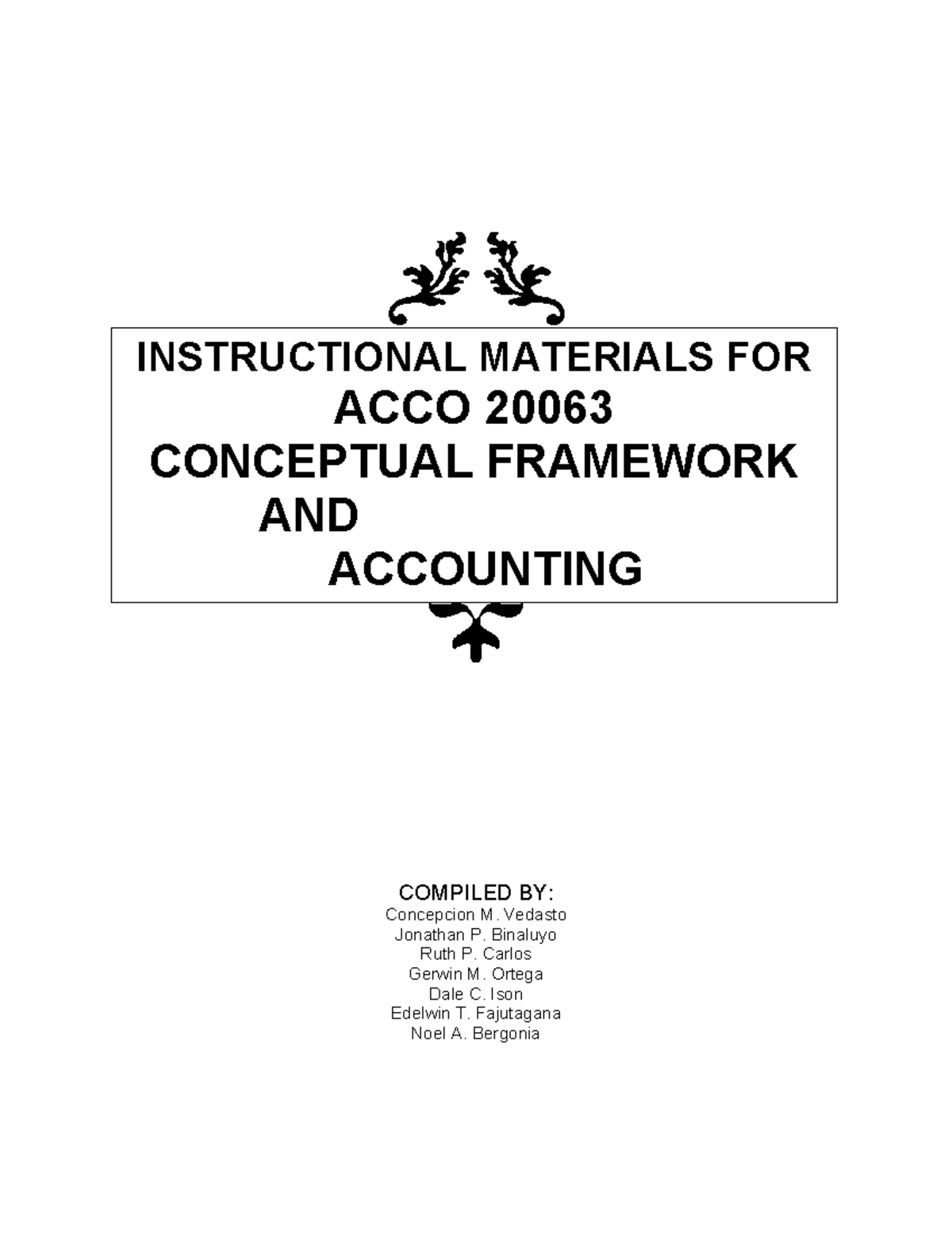 Cfas-module - module - INSTRUCTIONAL MATERIALS FOR ACCO 20063 ...