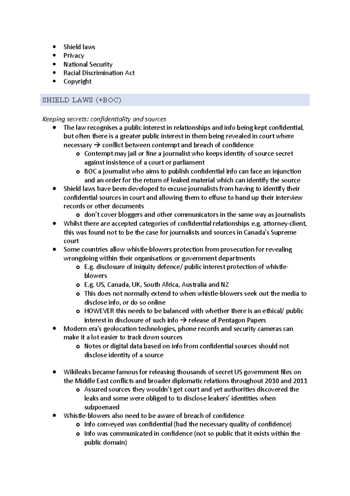 Shield Laws and Confidentiality in Journalism - Studocu