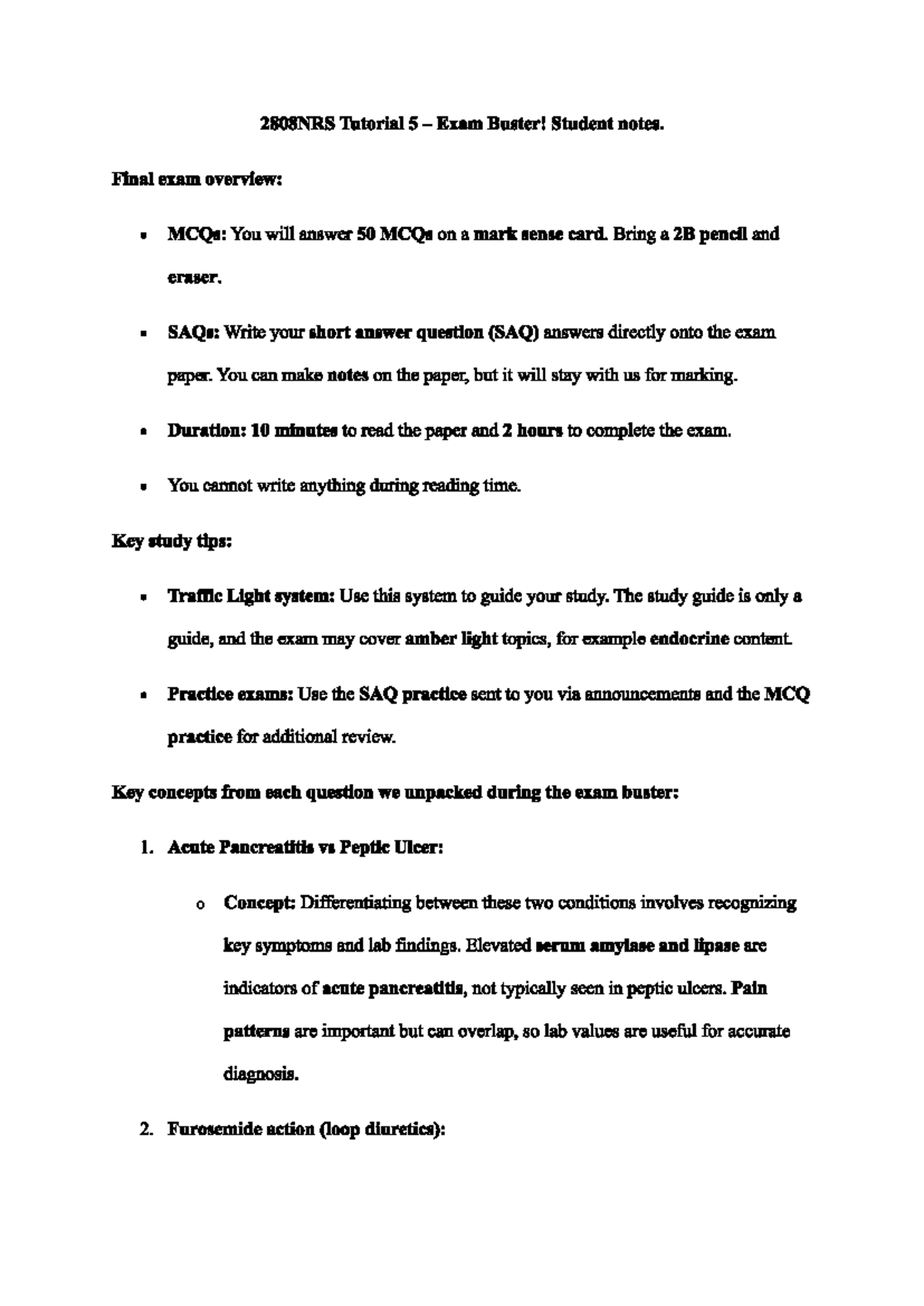 Exam buster student notes - Final exam overview: MCQs: You will answer ...