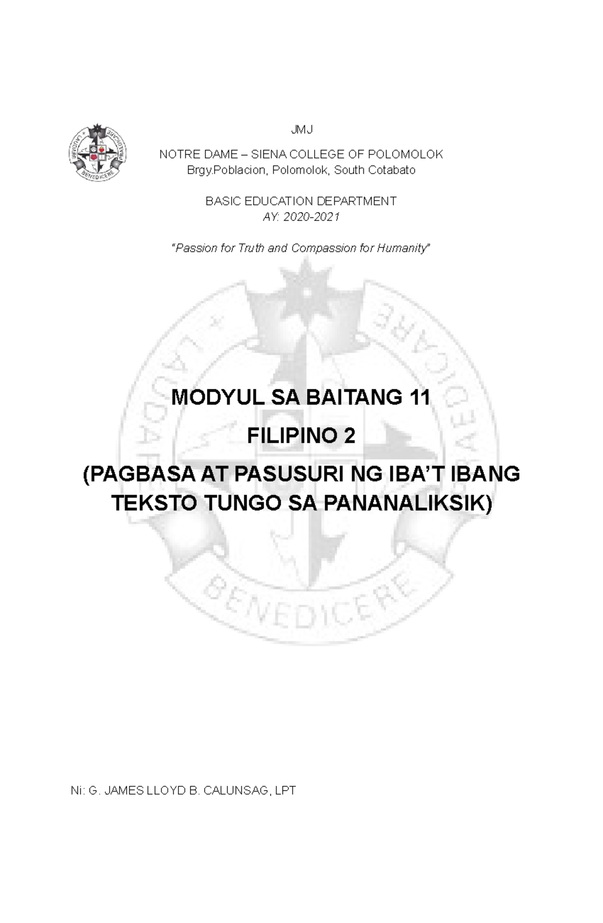 Pagbasa AT Pagsulat Tungo SA Pananaliksik - JMJ NOTRE DAME – SIENA ...