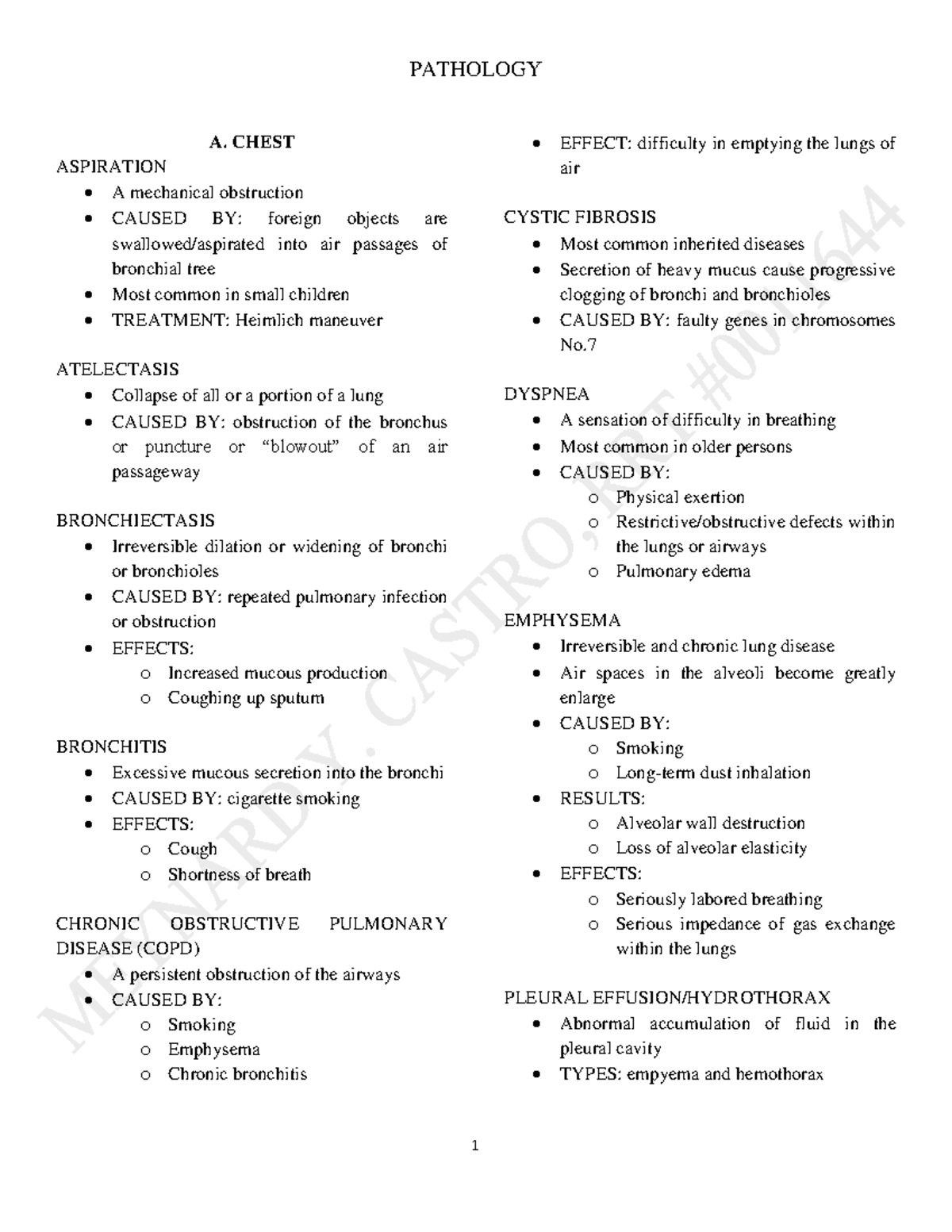 Radpatho Notes - All Radiographic pathology. - A. CHEST ASPIRATION A ...