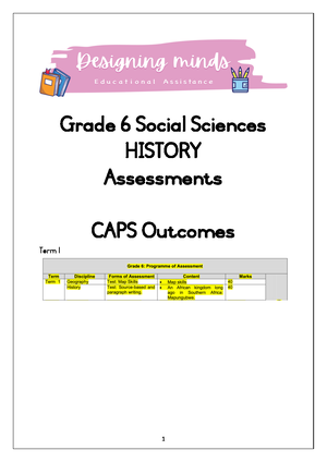 Grade 6 Geography Term 1 Assessment Memo - Grade 6 Social Sciences Assessments GEOGRAPHY MEMO ...