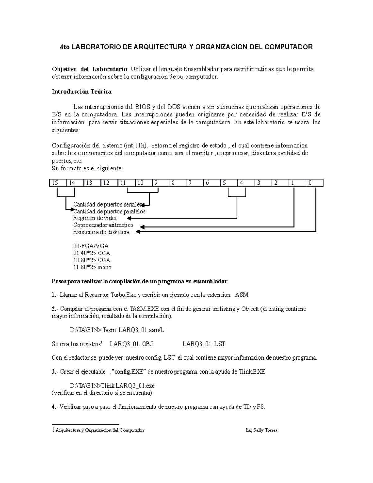 Laboratorio 4 - 4to LABORATORIO DE ARQUITECTURA Y ORGANIZACION DEL ...