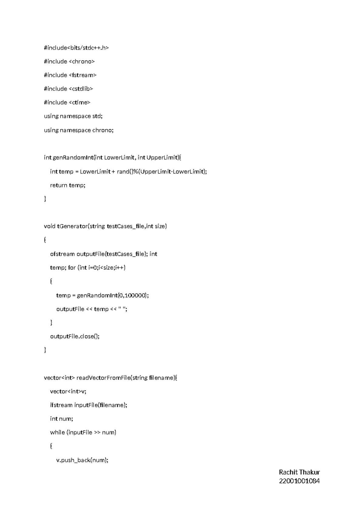 Quicksort - Rachit Thakur #include #include #include - Studocu