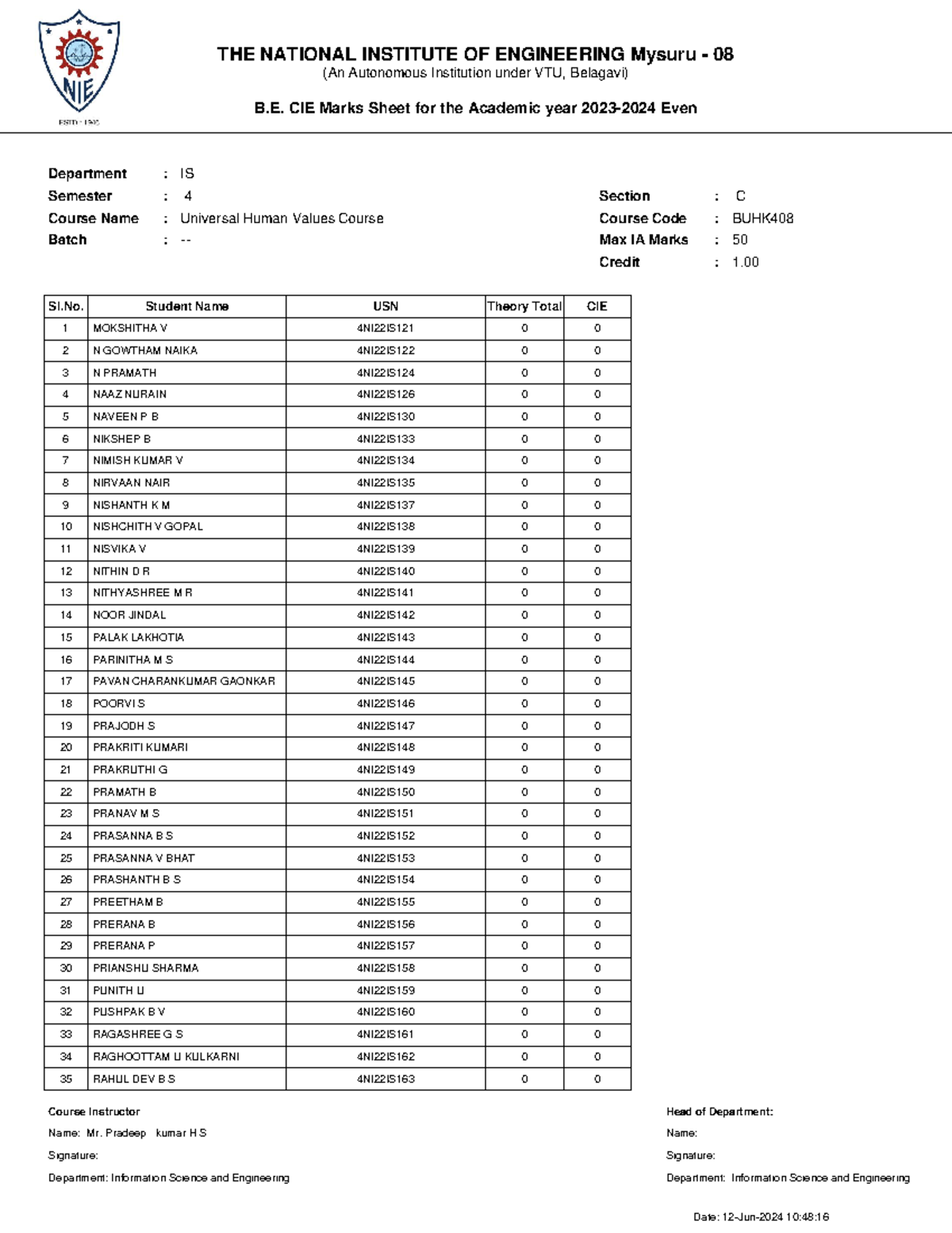 IA-B - summary of syllabus - ####### (An Autonomous Institution under ...