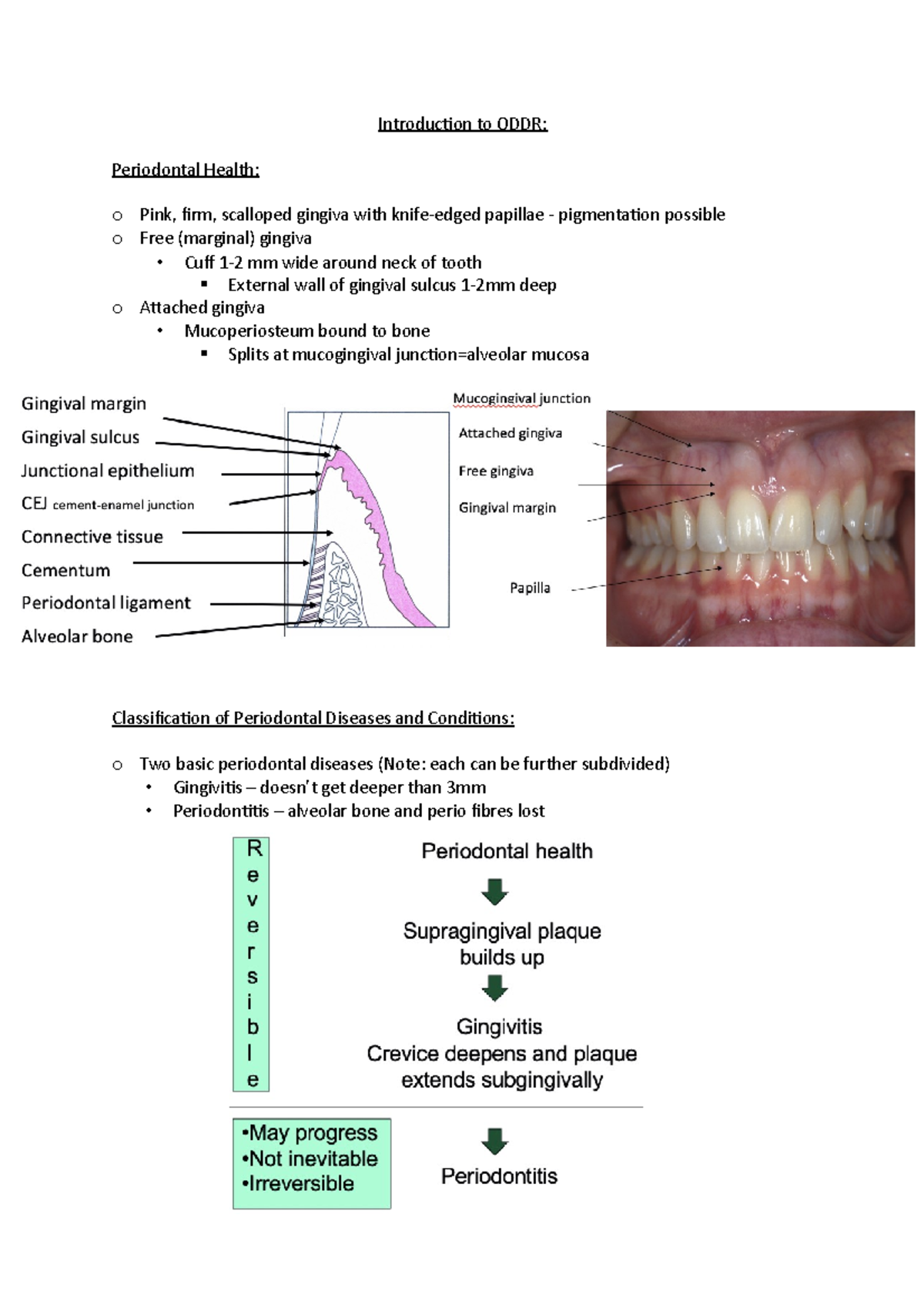 Introduction to ODDR - Introduction to ODDR: Periodontal Health: o Pink ...