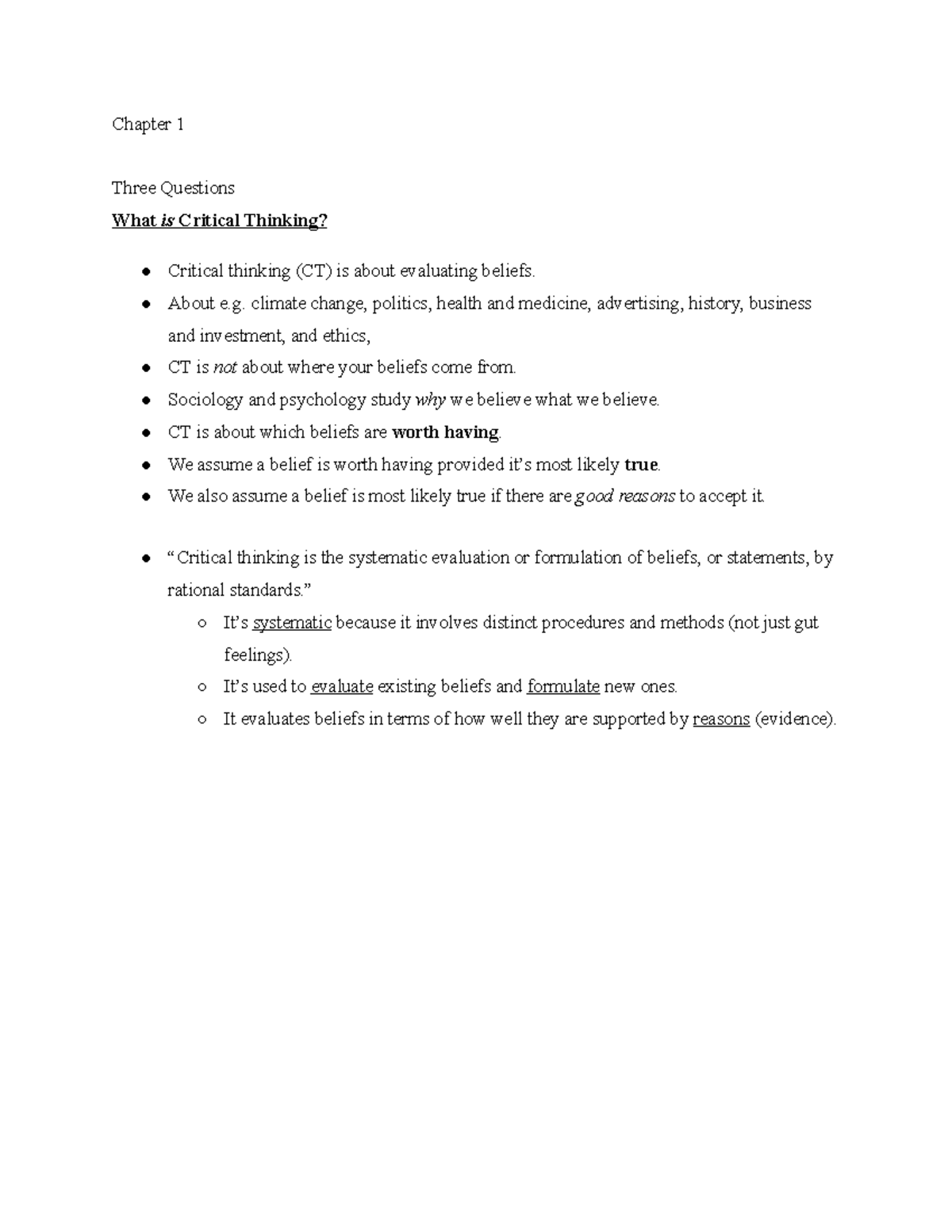 SSH 105 - WK 1 - Week 1 - Chapter 1 Three Questions What is Critical ...