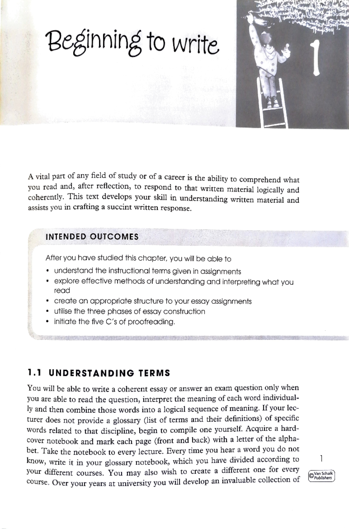 Chapter 1 - Beginning to Write - BeEinins to write A vital part of any ...