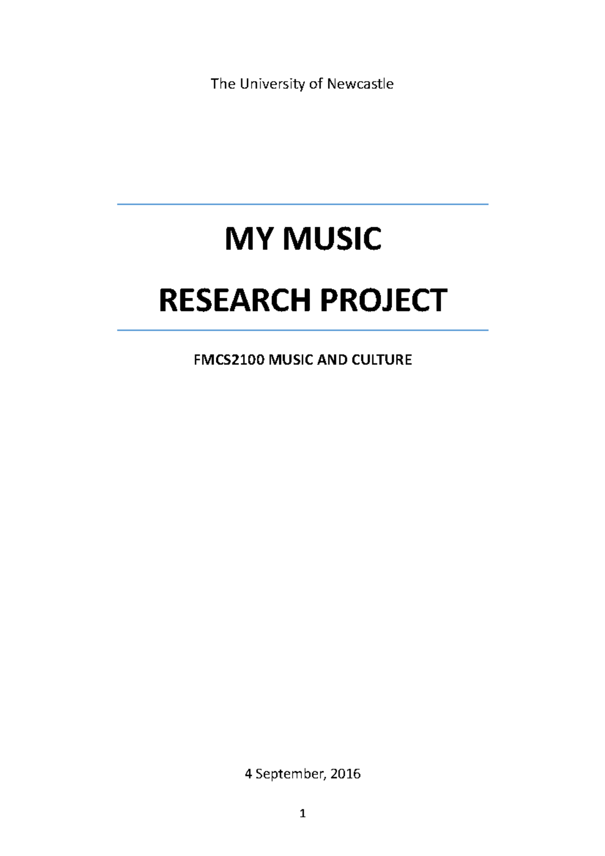 FMCS2100 Project Assignment - The University of Newcastle MY MUSIC ...