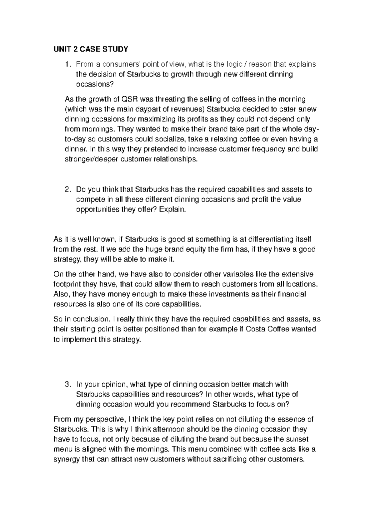 Unit 2 case study - UNIT 2 CASE STUDY From a consumers’ point of view, what is the logic ...