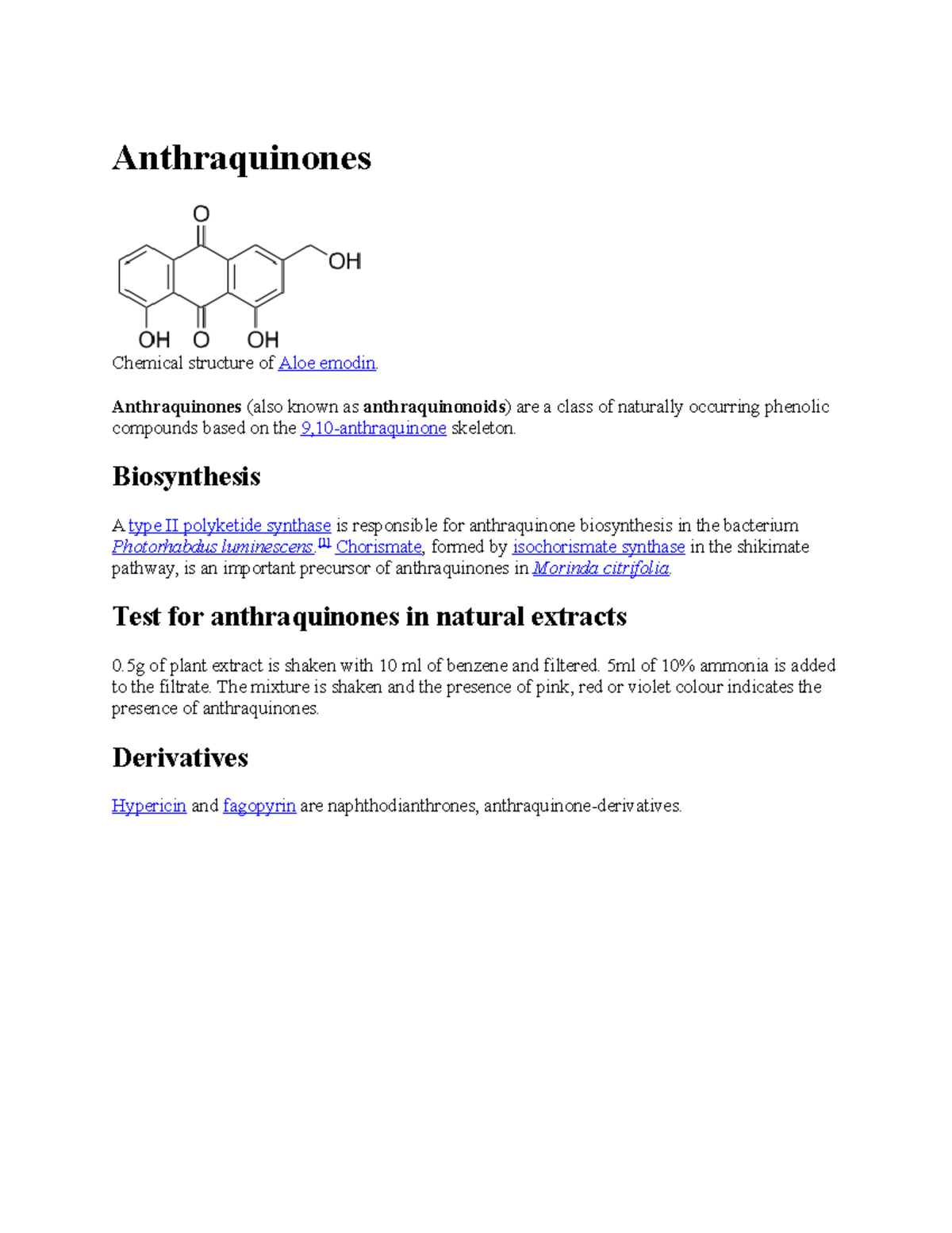 Anthraquinones - for use - Anthraquinones Chemical structure of Aloe ...