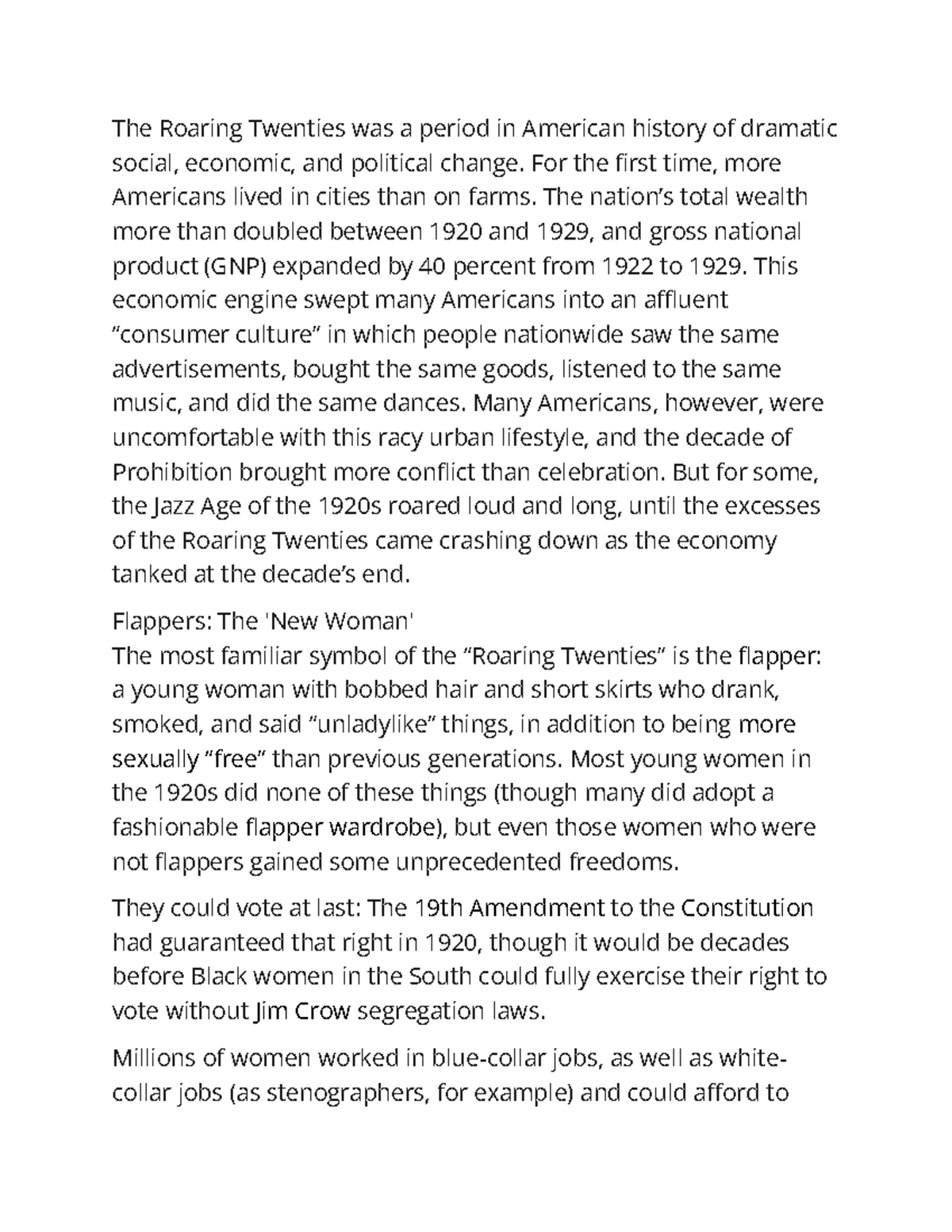 Rolling Twenties Notes - The Roaring Twenties was a period in American ...