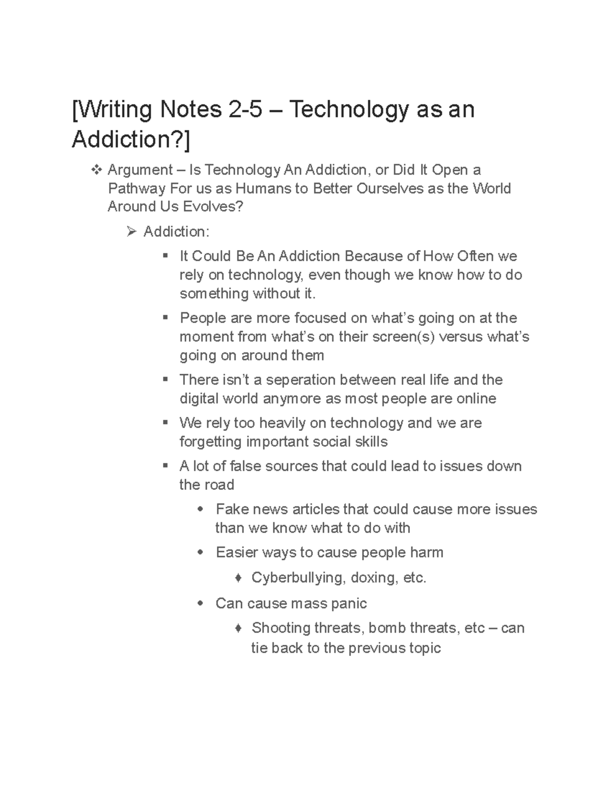 2-5 Writing Notes AWakefield - [Writing Notes 2-5 – Technology as an ...