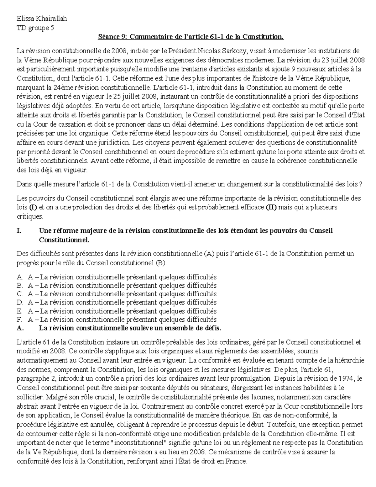 Commentaire de l’article 61-1 de la Constitution. - La révision ...