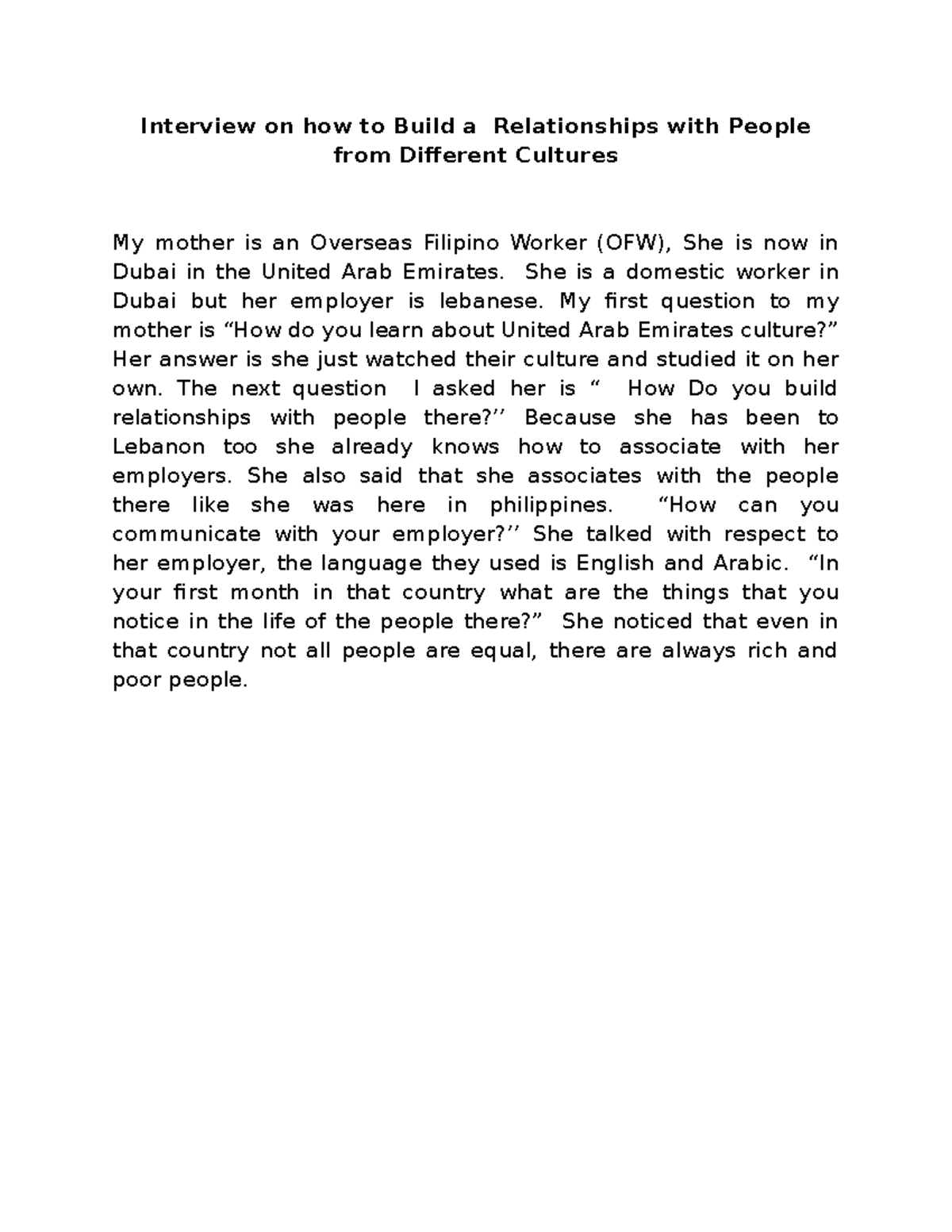 Interview on how to Build a Relationships with People from Different ...