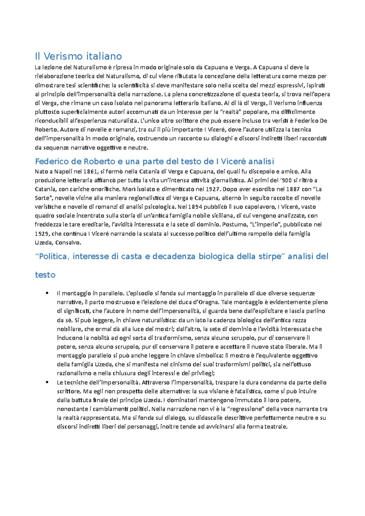 Il Verismo italiano e De roberto - Il Verismo italiano La lezione del ...