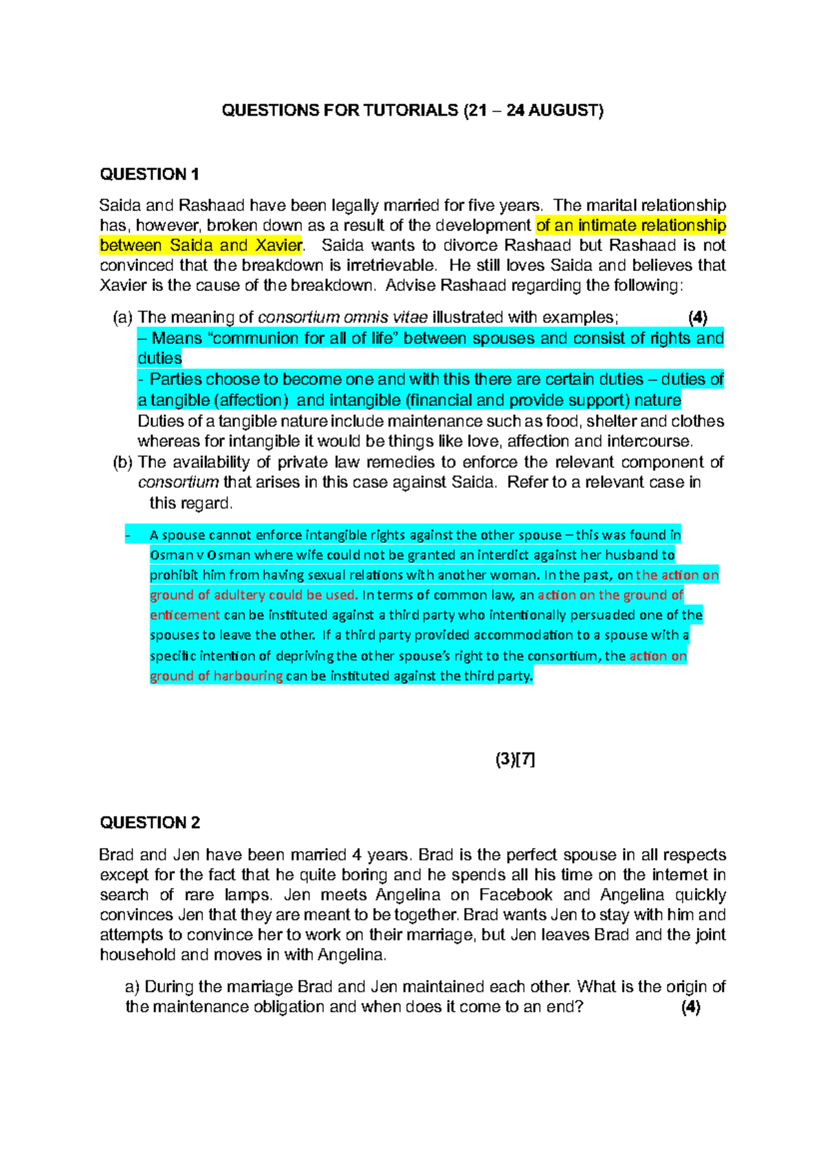 Questions for tutorials Student document - QUESTIONS FOR TUTORIALS (21 ...