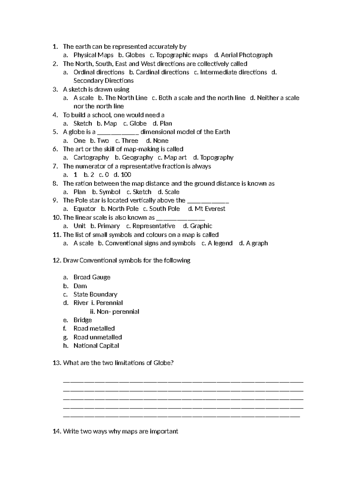 Geography Unit Test II - The earth can be represented accurately by a ...