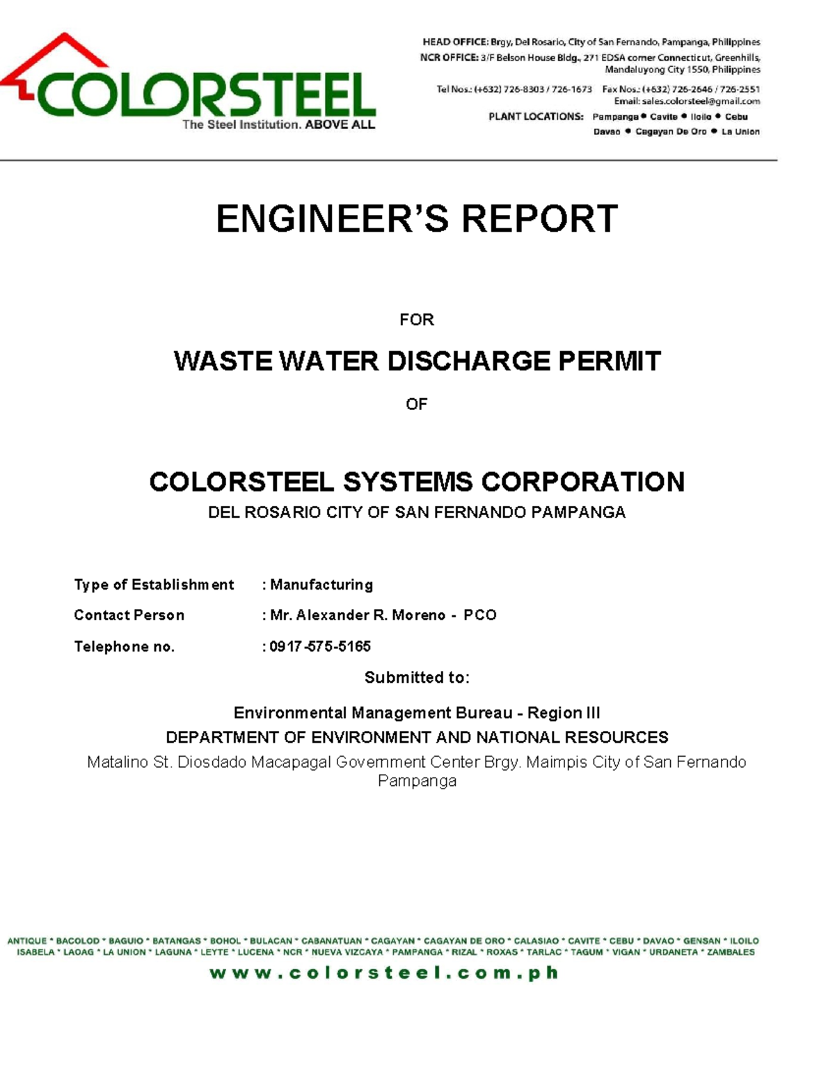 Colorsteel Engineer's Report (Septic Tank)Revised 3 - ENGINEER’S REPORT ...
