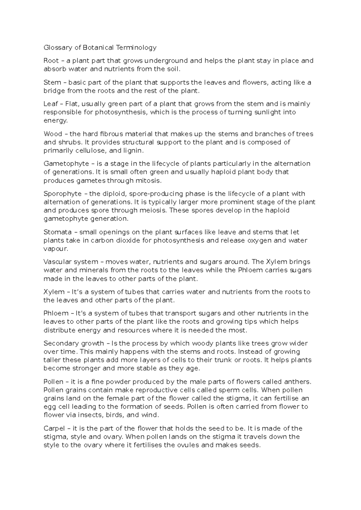 Glossary of Botanical Terminology - Stem – basic part of the plant that ...