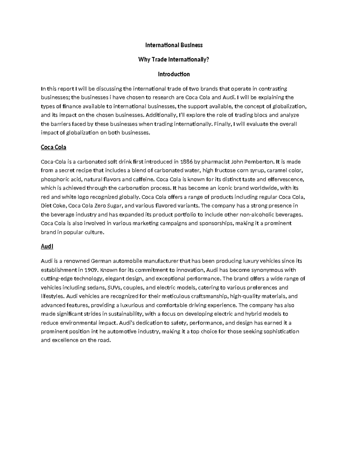 International business assignment 1 - International Business Why Trade ...