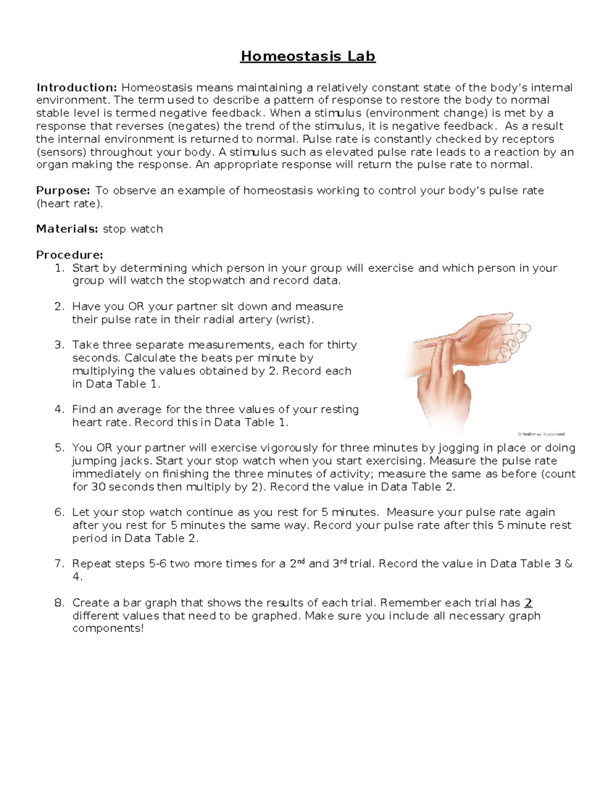Homeostasis lab activity - Homeostasis Lab Introduction: Homeostasis ...