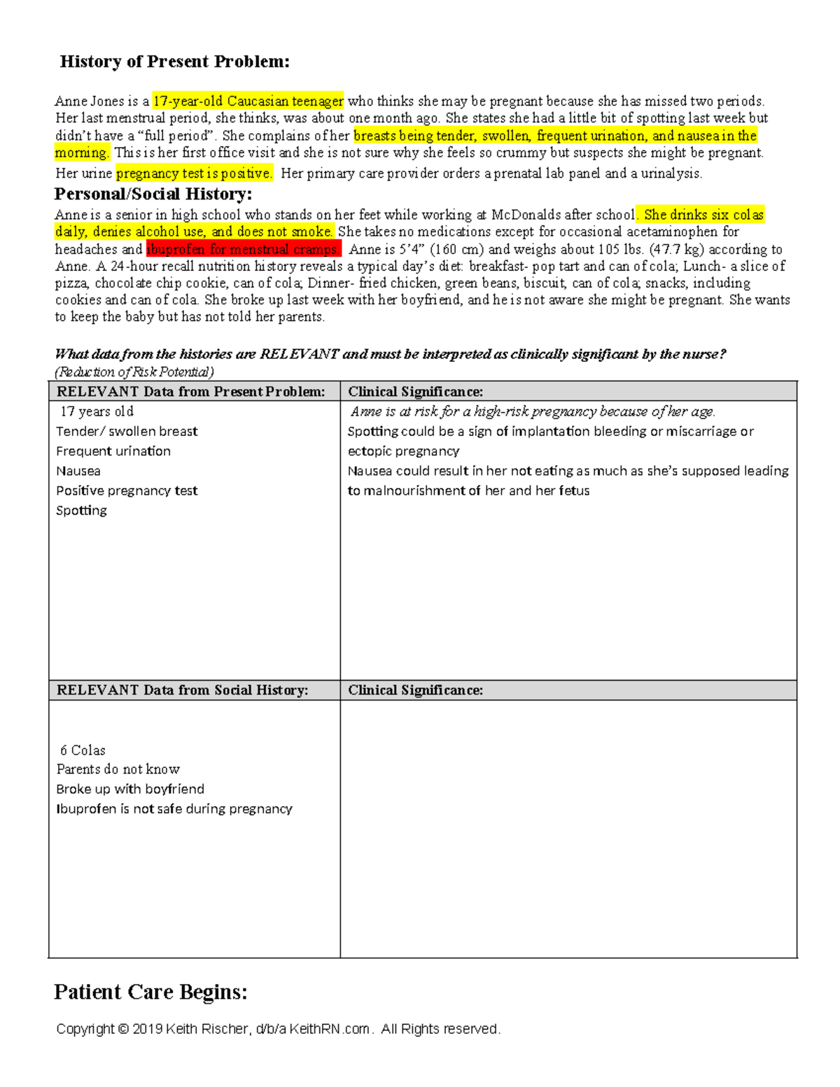 Antepartum Unfolding Case Study NUR 335 Module 1 L - History of Present ...