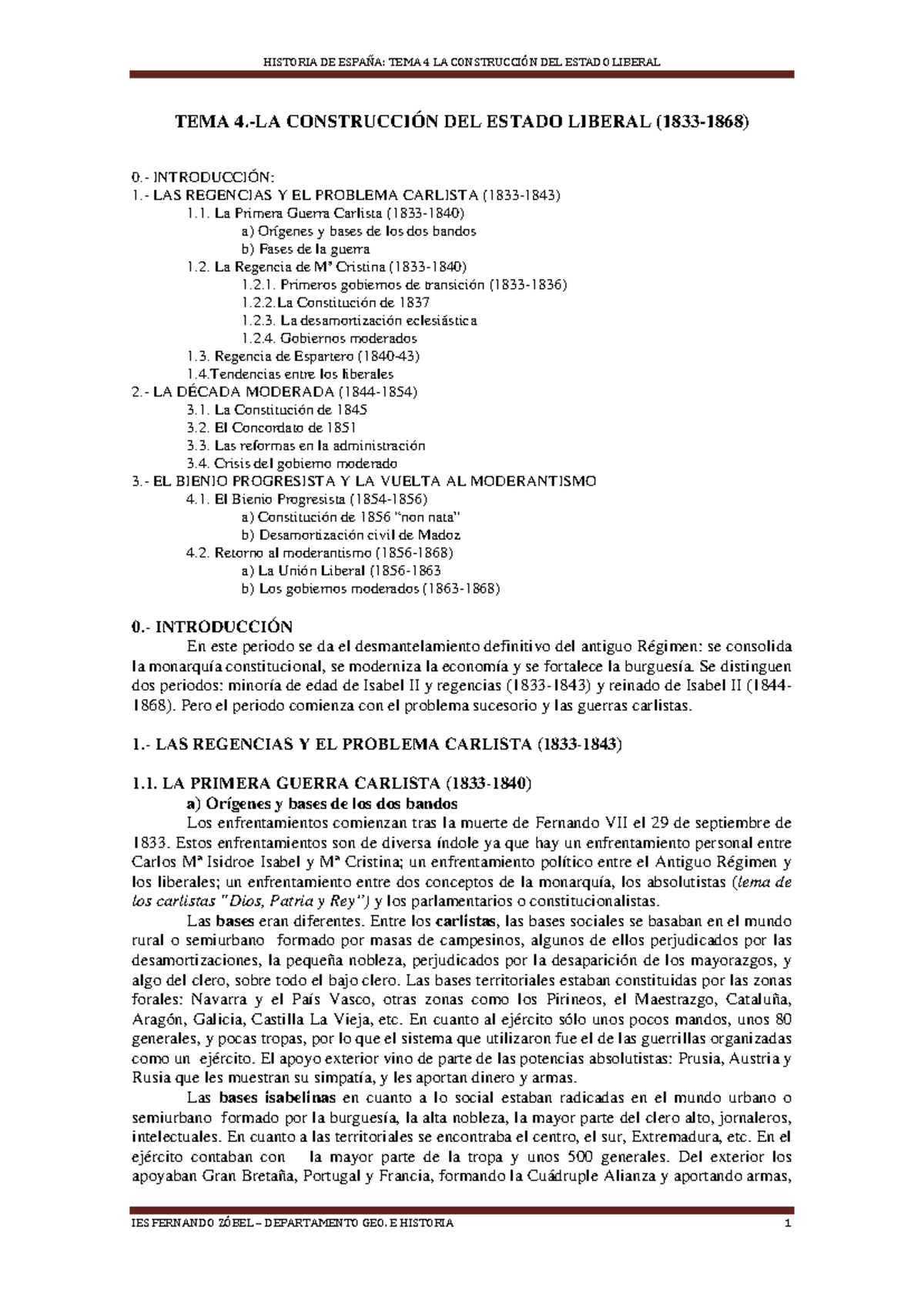 Apuntes tema 2 LA Construcción DEL Regímen Liberal - TEMA 4.-LA ...