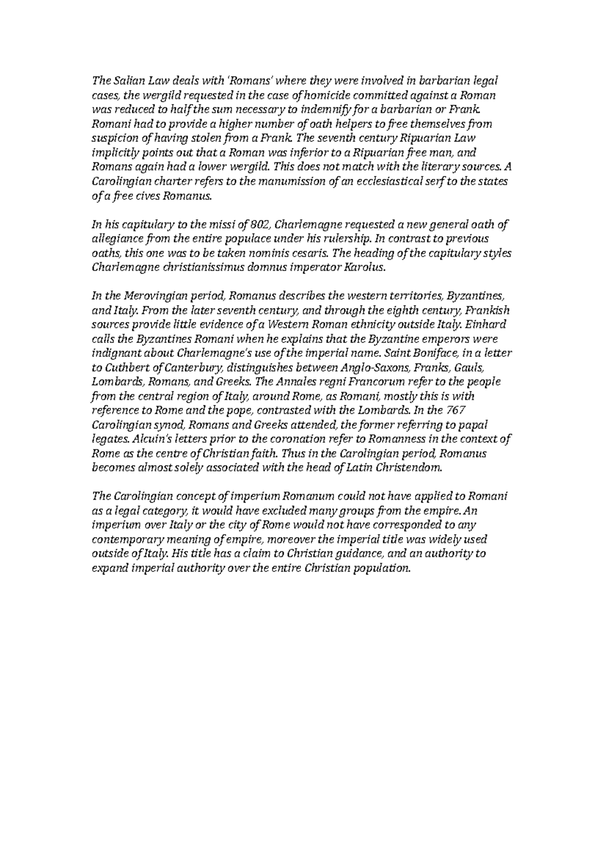 Paper 13 - Charlemagne and Roman Identity - The Salian Law deals with ...